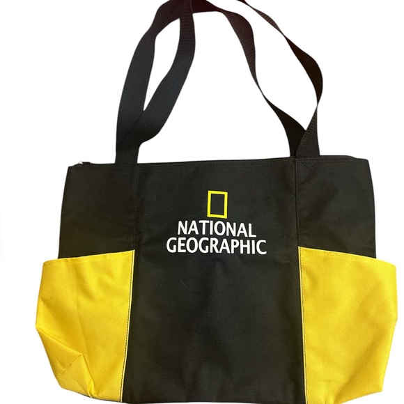 National Geographic | Bags | Rare National Geographic Black Yellowtote ...